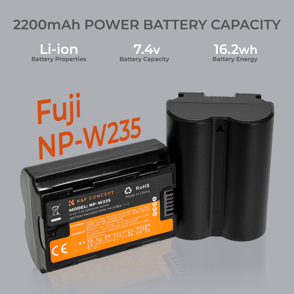 K&F Fuji NP-W235 Battery Kit with 2 x Batteries and a Dual Charger ...
